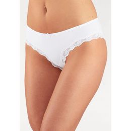 Lascana Damen Slip, Wei&szlig;, Gr. 36/38, Unterhosen, Material: Baumwolle