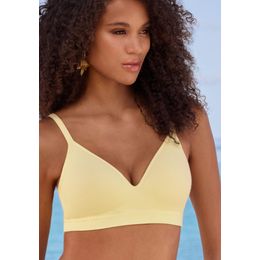 Lascana Damen Push-up-BH, Gelb, Gr. 90B, Push-Up-BHs, Material: Baumwolle