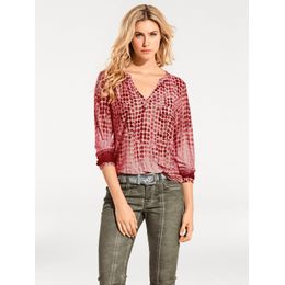 Heine Damen Blusenshirt, Rot, Gr. 38, Langarm-Shirts, Material: Viskose