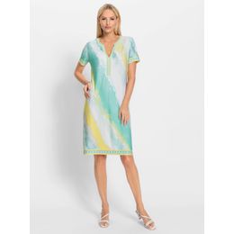 Heine Damen Druck-Kleid, Blau, Gr. 42, Shirtkleider, Material: Polyester
