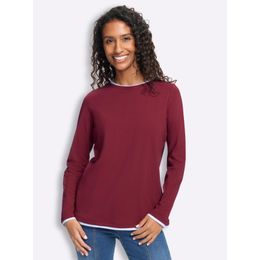 Heine Damen Rundhalsshirt, Rot, Gr. 48, Langarm-Shirts, Material: Baumwolle
