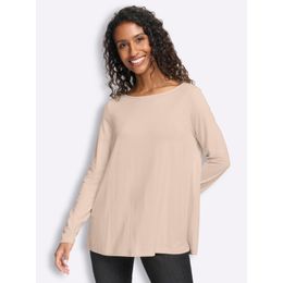 Heine Damen Rundhalsshirt, Natur, Gr. 46, Langarm-Shirts, Material: Viskose