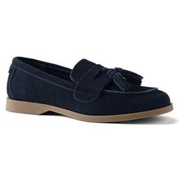 LANDS' END Veloursleder-Loafer mit Tasseln, Damen, size: regular, Schwarz, Rauleder, by Lands' End