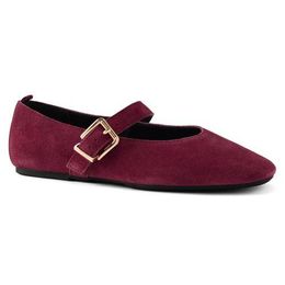 LANDS' END Riemchenballerinas aus Veloursleder, Damen, size: regular, Rot, Rauleder, by Lands' End