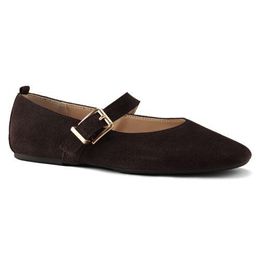 LANDS' END Riemchenballerinas aus Veloursleder, Damen, size: regular, Braun, Rauleder, by Lands' End