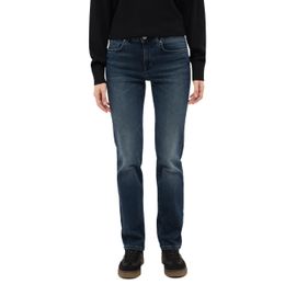 Mustang Damen Straight-Jeans "Damen Style Shelby Straight"702 mittelblau, Gr. 34, unifarben, Denim/Jeans, 98% Baumwolle, 2% Elasthan, Jeans