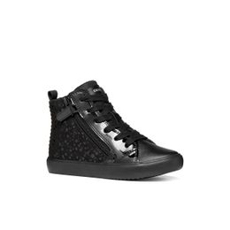 Geox M&auml;dchen Sneaker "J GISLI GIRL", Gr. 27schwarz, Lederimitat, Textil, Schuhe, Schn&uuml;rboots in Metallicoptik, Warmfutter, Gr&ouml;&szlig;enschablone zum