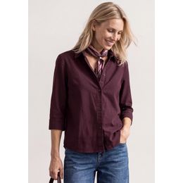 Street One Damen Hemdbluserustic rouge, Gr. 38, unifarben, Web, Obermaterial: 100% Baumwolle, Blusen, 3/4-Arm-Hemdbluse mit Cordmix