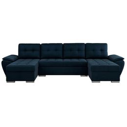 M&ouml;bel Kraft Wohnlandschaft mit Schlaffunktion Umbria blau Ma&szlig;e (cm): B: 336 H: 85 &raquo; M&ouml;bel Kraft