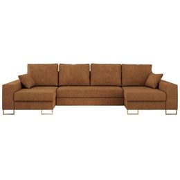 M&ouml;bel Kraft Wohnlandschaft mit Schlaffunktion Dorain orange Ma&szlig;e (cm): B: 312 H: 95 &raquo; M&ouml;bel Kraft