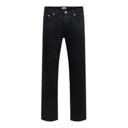 Only & Sons ONLY & SONS Herren Straight-Jeans "ONSEDGE STRAIGHT BOX PIM DNM CIFF", schwarz, Gr. 34, clean, Denim/Jeans, Obermaterial: 100% Baumwolle, Jeans,