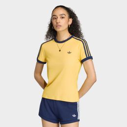Damen T-Shirt "3S CALI TEE"warm vanilla, bold gold, night indigo, Gr. S, adidas originals, Obermaterial: 38% Polyester, 31% Baumwolle, 31% Modal,