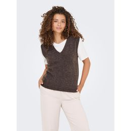 Jacqueline de Yong JDY Damen Pullunder "JDYELANORA S/L VN VEST KNT NOOS", braun, Gr. XS, meliert, Strick, Obermaterial: 74% Polyacryl, 20% Nylon, 6% Elasthan, Pullover,