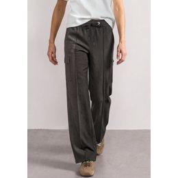 Street One Damen Stoffhoseschwarz coffee, Gr. 42, unifarben, Stoff, 61% Viskose, 25% Polyamid, 9% Polyester, 5% Elasthan, Hosen, mit Cargo Taschen