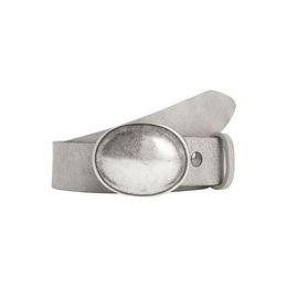 Damen Lederg&uuml;rtel "&raquo;Gump Ash&laquo;, mit austauschbarer Schlie&szlig;e &raquo;Oval Gew&ouml;lbt Silber&laquo;", grau, Gr. 100, RETTUNGSRING G&Uuml;RTEL, Rindsleder, G&uuml;rtel