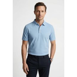 OLYMP Herren Poloshirtbleu, Gr. L, unifarben, Web, Obermaterial: 95% Leinen, 5% Elasthan, Shirts, aus hochwertigem Leinen, unifarben