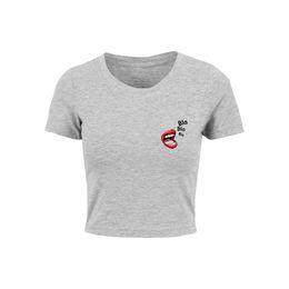 Merchcode T-Shirt 'Bla Bla Bla Comic' Damen Gr&ouml;&szlig;e S graumeliert / rot / schwarz / wei&szlig;