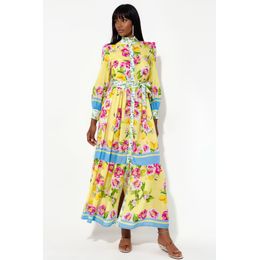 Blumen-Midi-Kleid mit G&uuml;rtel
