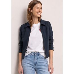 Street One Damen Kurzjackeshadowed navy, Gr. 42, unifarben, Stoff, 65% Viskose, 30% Nylon, 5% Elasthan, Jacken, mit Zipper