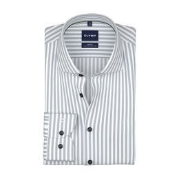 OLYMP Herren Langarmhemd "Level Five"silbergrau, Gr. 42, gestreift, Web, Obermaterial: 97% Baumwolle, 3% Elastolefin, Hemden, Businesshemd,