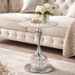 Pharao24.de Designer Tisch Wohnzimmertisch 51 cm hoch mit Strukturglasplatte