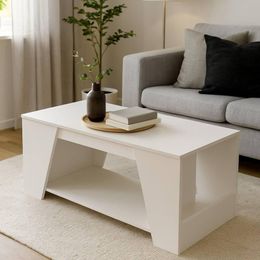 Pharao24.de Wohnzimmertisch Sofatisch in Wei&szlig; und modernem Design