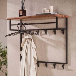 Pharao24.de Wandgarderobe Holzgarderobe im Industry und Loft Stil 12 Kleiderhaken