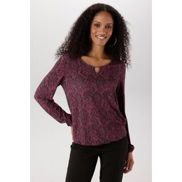 Damen Langarmshirtpink, schoko, Gr. 48, Aniston SELECTED, bedruckt, gebl&uuml;mt, gemustert, Single Jersey, Obermaterial: 95% Viskose, 5% Elasthan,