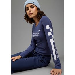 Kangaroos Damen Langarmshirt, blau, Gr. 32, Rippware, Obermaterial: 100% Baumwolle, Shirts, mit Rundhalsausschnitt, h&uuml;ftbedeckende L&auml;nge,