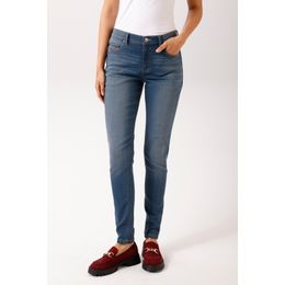 Aniston CASUAL Damen Skinny-fit-Jeans, blau, Gr. 40, leichte Abriebeffekte, Denim/Jeans, Obermaterial: 81% Baumwolle, 17% Polyester, 2% Elasthan,