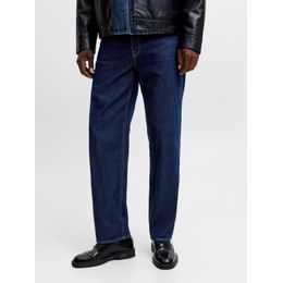 Jack & Jones JACK & JONES Herren Relax-fit-Jeans "JJIEDDIE mit hoher Taille und lockerer Passform"dunkelblau denim, Gr. 32, leichte Abriebeffekte, Denim/Jeans,