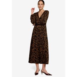 Zero Damen Maxikleidbraun, schwarz, Gr. 34, gemustert, Web, Obermaterial: 97% Polyester, 3% Elasthan, Kleider, Gemustertes Maxikleid mit V-Ausschnitt