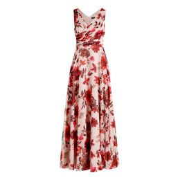 Vera Mont Damen Abendkleid "Damen mit Plissee"cream, rot, festlich, Gr. 40, Chiffon, Obermaterial: 100% Polyester. Futter: 100% Polyester, Kleider