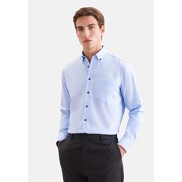 Seidensticker Herren Businesshemd "Schwarze Rose"blau, Gr. 45, unifarben, 100% Baumwolle, Hemden, Regular 1/1 Button-Down-Kragen Uni