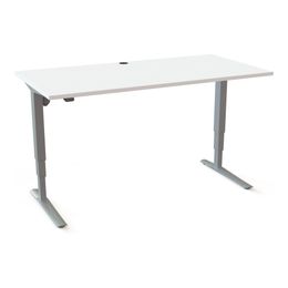 STIER Elektrisch h&ouml;henverstellbarer Schreibtisch 501-43 160 x 80cm Wei&szlig;/Silber 65-125cm (907770)