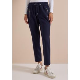 Cecil Damen Stoffhoseurban dunkelblau, Gr. L, unifarben, Stoff, 77% Polyester, 23% Viskose, Hosen, Elastikbund mit Tunnelzug
