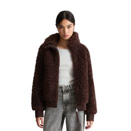 Marc O'Polo Damen Outdoorjacke "aus weichem Curly-Pl&uuml;sch"espresso braun, Gr. M, MARC O'POLO DENIM, unifarben, Obermaterial: 100% Polyester. Futter: 100%