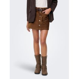 Only Damen Cordrock "ONLAMAZING HW CORD SKIRT", braun, Gr. S, unifarben, Cord, Obermaterial: 98% Baumwolle, 2% Elasthan, R&ouml;cke, Baumwollmischung