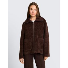 Tom Tailor Damen Strickfleecejackejava schwarz structure, Gr. M, unifarben, Strick, Obermaterial: 87% Polyester, 13% Polyamid. Futter: 100%