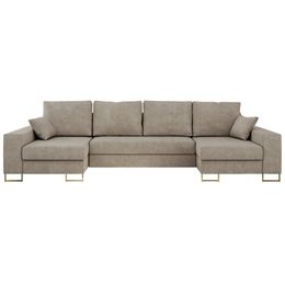 Wohnlandschaft mit Schlaffunktion Dorain beige Ma&szlig;e (cm): B: 312 H: 95 Sofas > Sofas nach Material > Stoffsofas &raquo; Sofa DE