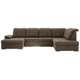 Wohnlandschaft mit Schlaffunktion Madrito braun Ma&szlig;e (cm): B: 323 H: 89 Sofas > Sofas nach Material > Stoffsofas &raquo; Sofa DE