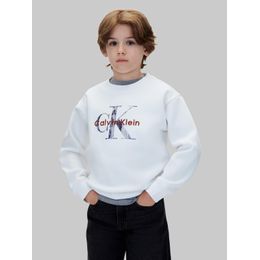 Jungen Sweatshirt "FILLED MONOLOGO CN SWEATSHIRT"hellwei&szlig;, Gr. 4, Calvin Klein Jeans, unifarben, Sweatware, Obermaterial: 100% Baumwolle,