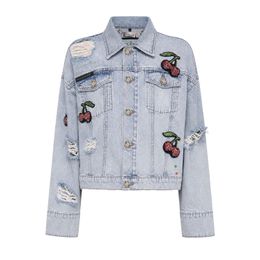 Philipp Plein Damen Jeansjacke "Jacke in Regular Fit"07wy, sky wash, Gr. XL, Stoff: 100% Baumwolle, Jacken