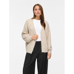 Vila Damen Strickjacke "VilaMPE OPEN L/S KNIT CARDIGAN-NOOS"super light natural melan, Gr. M, unifarben, Strick, Obermaterial: 70% Polyester, 21%