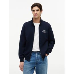 Tommy Hilfiger Herren Sweatjacke "SCRIPT STACK FZ STAND COLLAR", blau, Gr. L, Sweatware, Obermaterial: 100% Baumwolle, Sweatjacken
