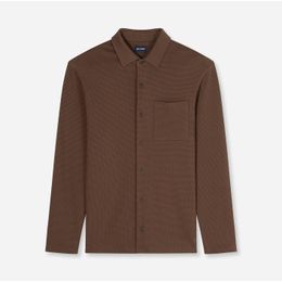 OLYMP Herren Langarm-Poloshirt "Casual"braun, Gr. XXL, Obermaterial: 89% Baumwolle, 11% Polyester, Shirts, mit Waffle-Struktur