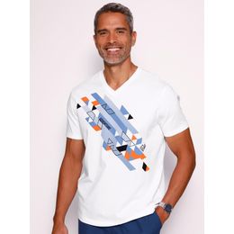 CLASSIC Herren Kurzarmshirt "Freizeitshirt", wei&szlig;, Gr. 60, gemustert, mehrfarbig, 100% Baumwolle, Shirts