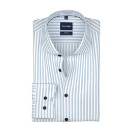 OLYMP Herren Langarmhemd "Level Five"bleu, Gr. 41, gestreift, Web, Obermaterial: 97% Baumwolle, 3% Elastolefin, Hemden, Businesshemd, Kentkragen,