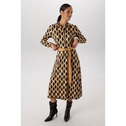 Damen Midikleid, braun, Gr. 38, Aniston SELECTED, bedruckt, gemustert, Single Jersey, Obermaterial: 95% Polyester, 5% Elasthan, Kleider, mit