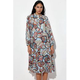 Blumiges Chiffon-Midi-Kleid mit G&uuml;rtel
